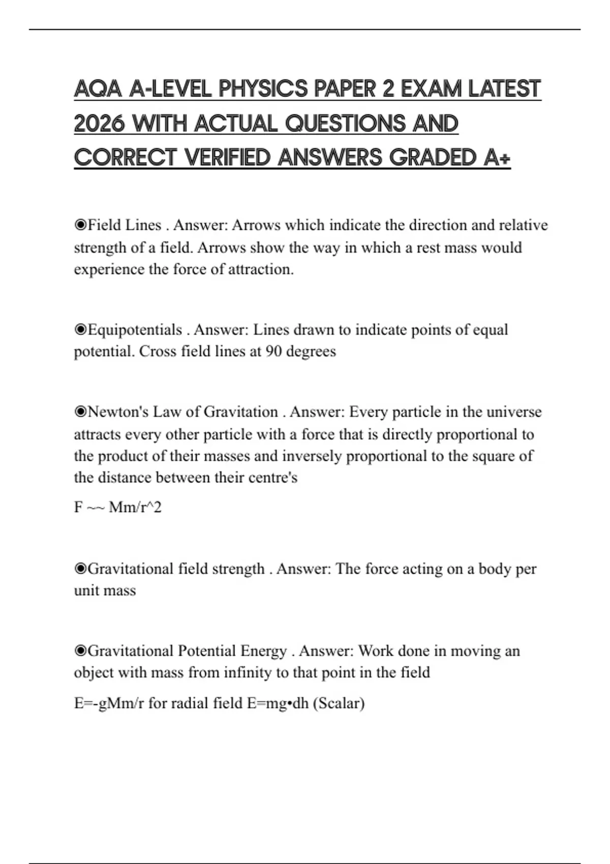 AQA A-LEVEL PHYSICS PAPER 2 EXAM LATEST 2026 WITH ACTUAL QUESTIONS AND ...