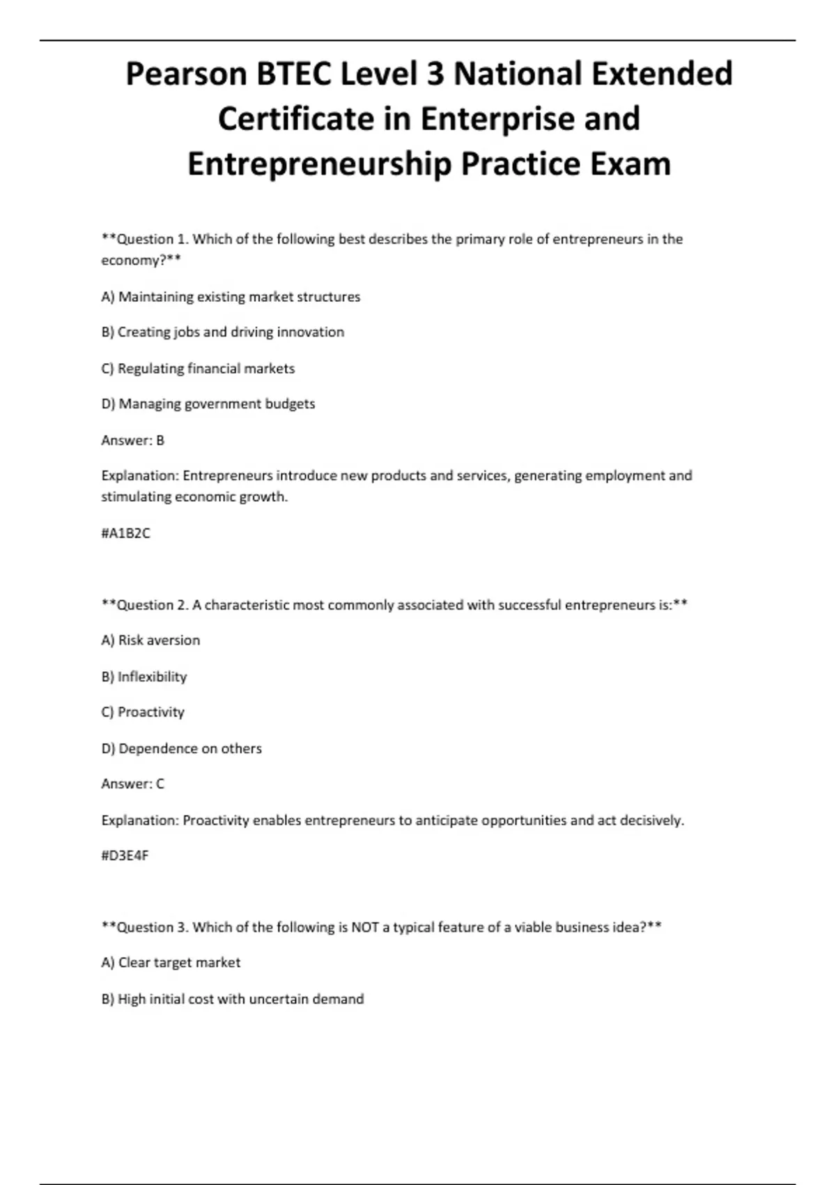 Pearson BTEC Level 3 National Extended Certificate in Enterprise and ...