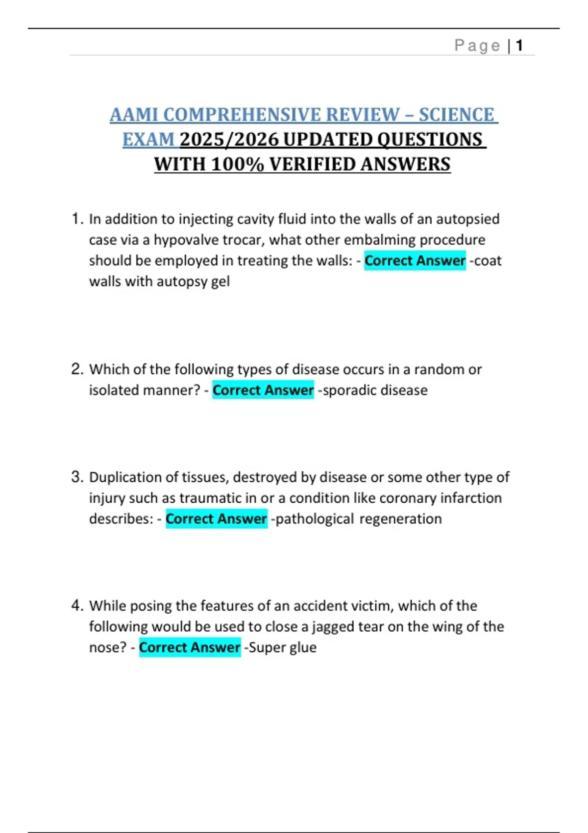 AAMI COMPREHENSIVE REVIEW – SCIENCE EXAM 2025/2026 UPDATED QUESTIONS ...