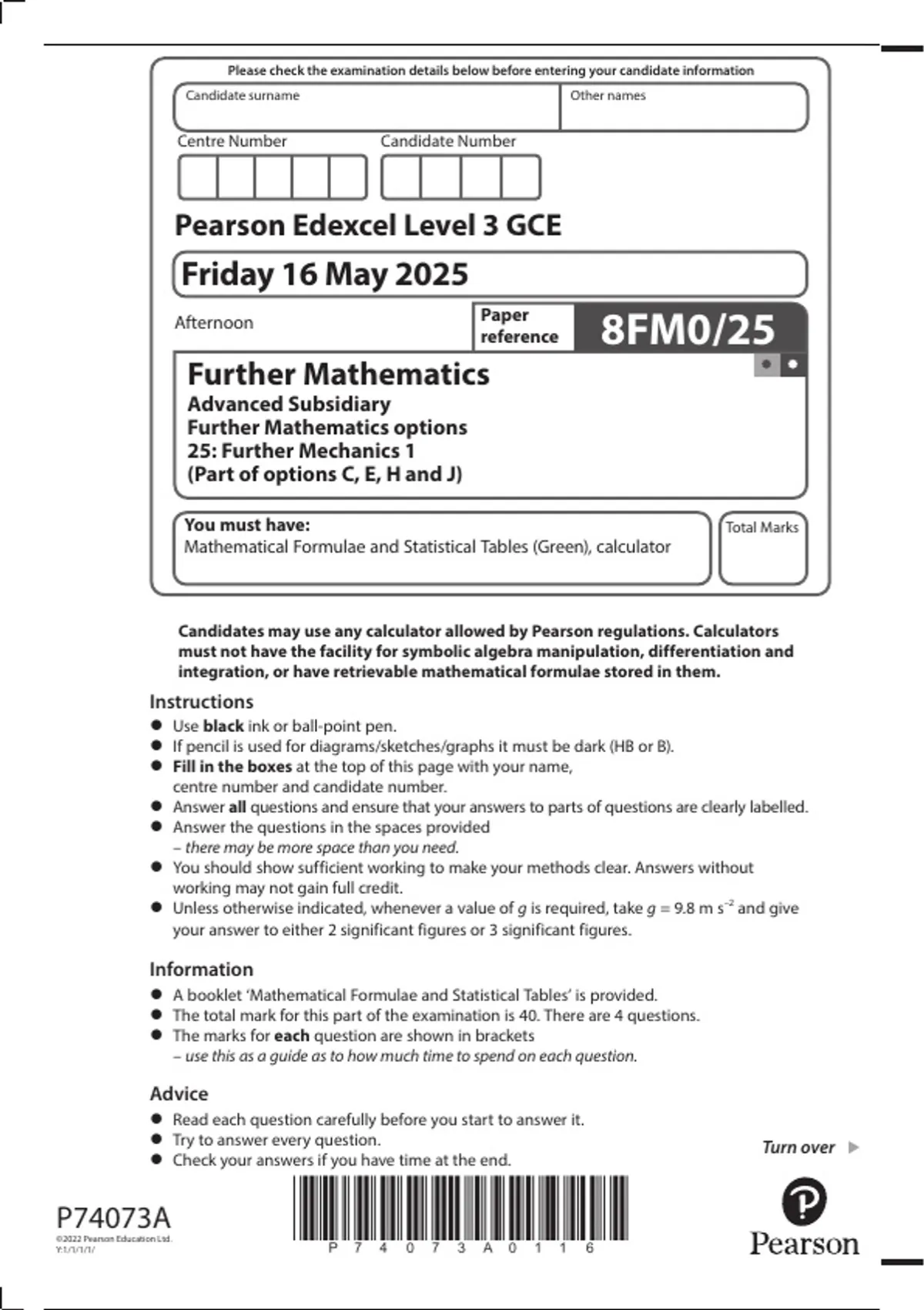 Bundle 2025 Pearson Edexcel AS Further Mathematics Paper 25 Question ...