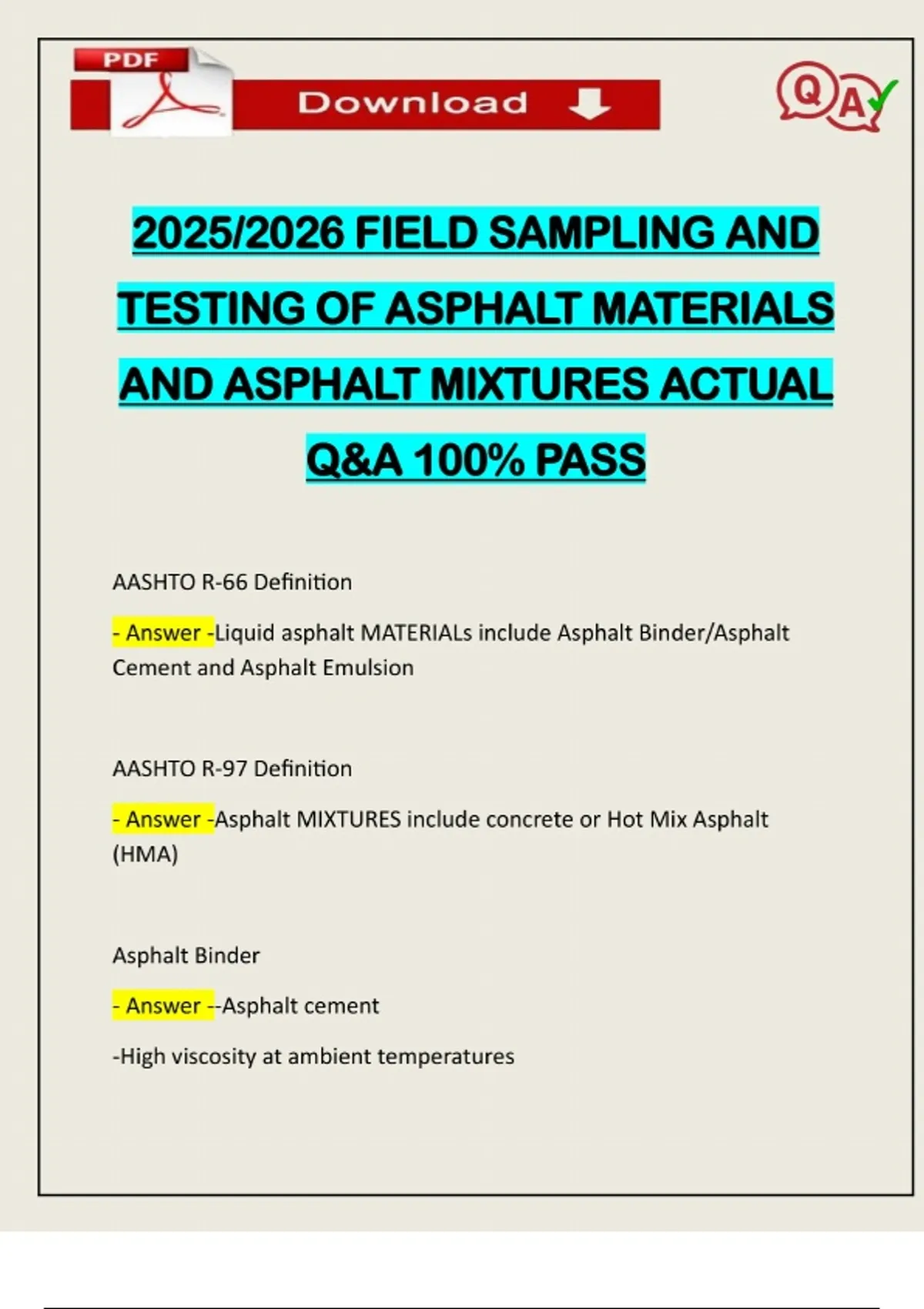 2025/2026 FIELD SAMPLING AND TESTING OF ASPHALT MATERIALS AND ASPHALT ...