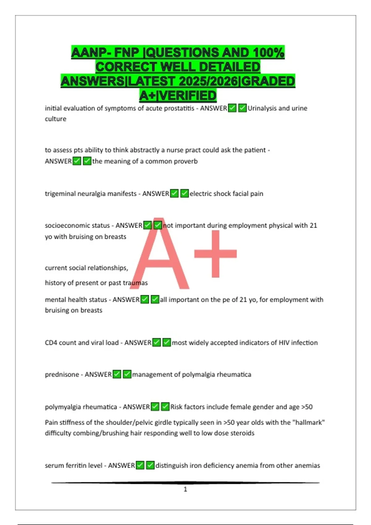 AANP- FNP |QUESTIONS AND 100% CORRECT WELL DETAILED ANSWERS|LATEST 2025 ...