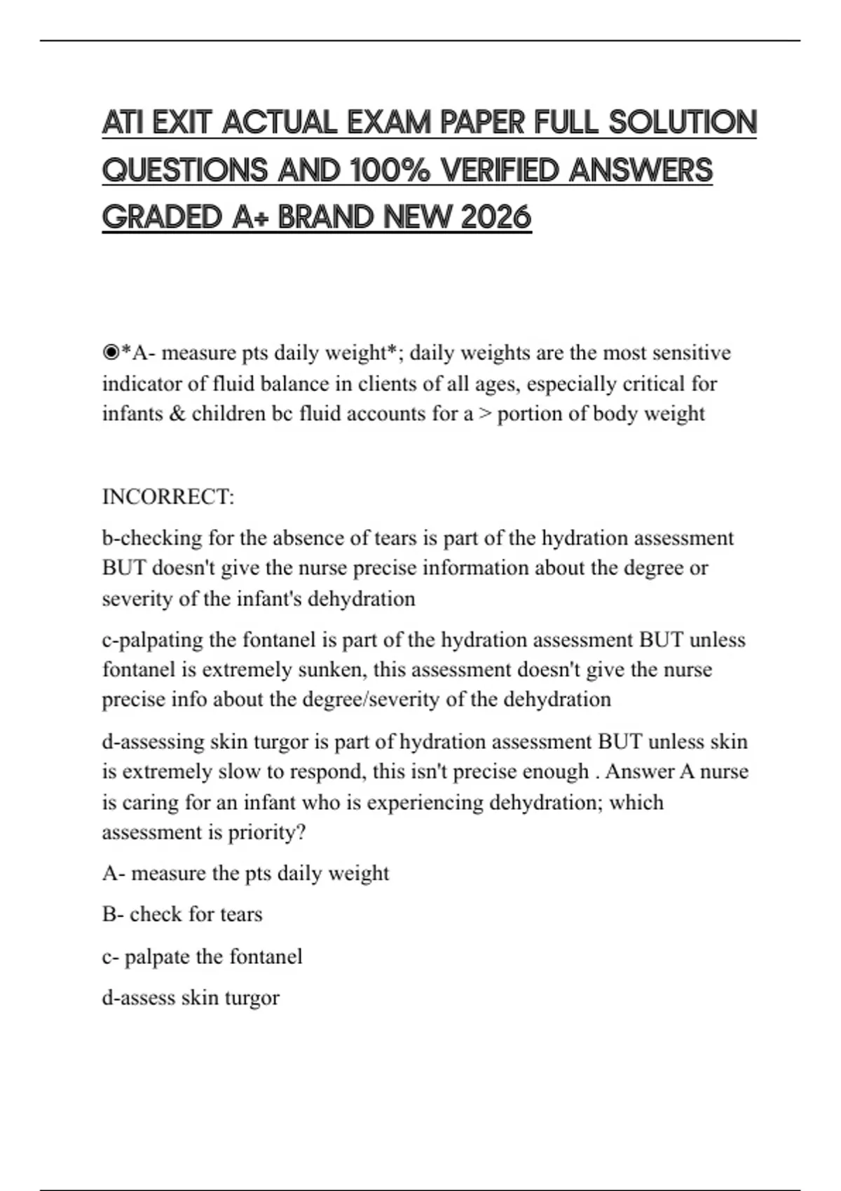 ATI EXIT ACTUAL EXAM PAPER FULL SOLUTION QUESTIONS AND 100% VERIFIED ...