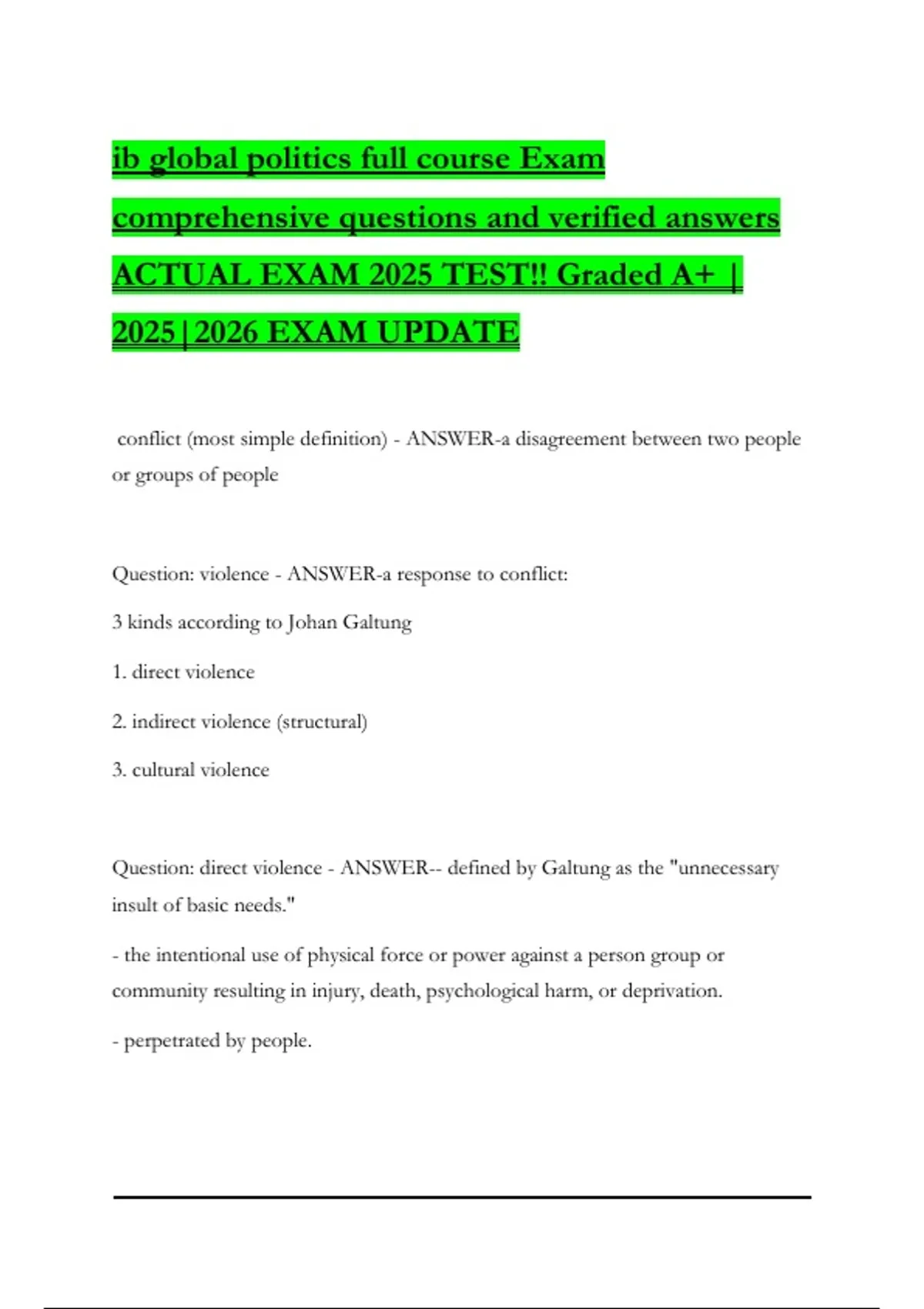 ib global politics full course Exam comprehensive questions and ...