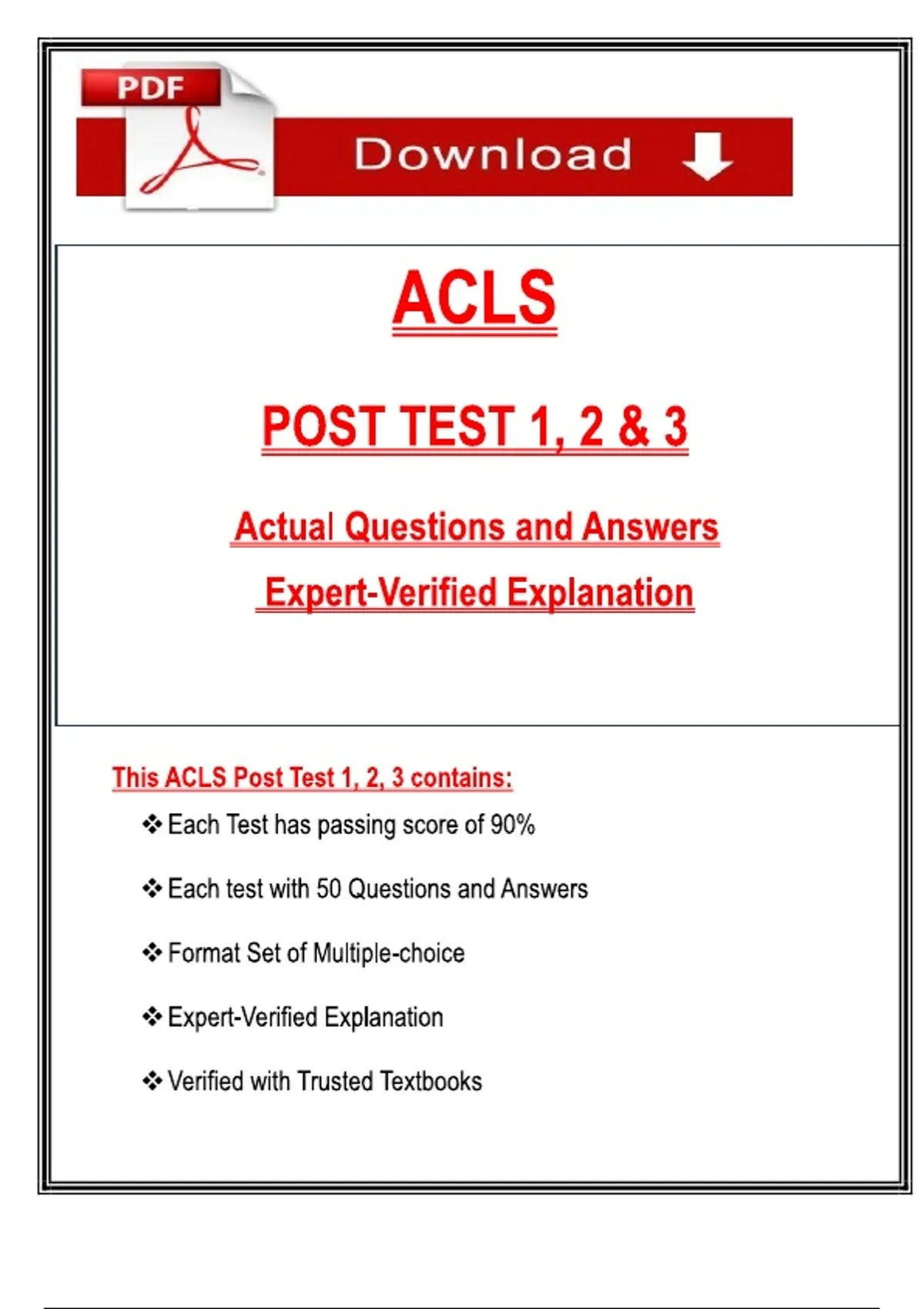 ACLS Post Test 1, 2 & 3 Study Guide 2025/2026 — Verified Practice ...