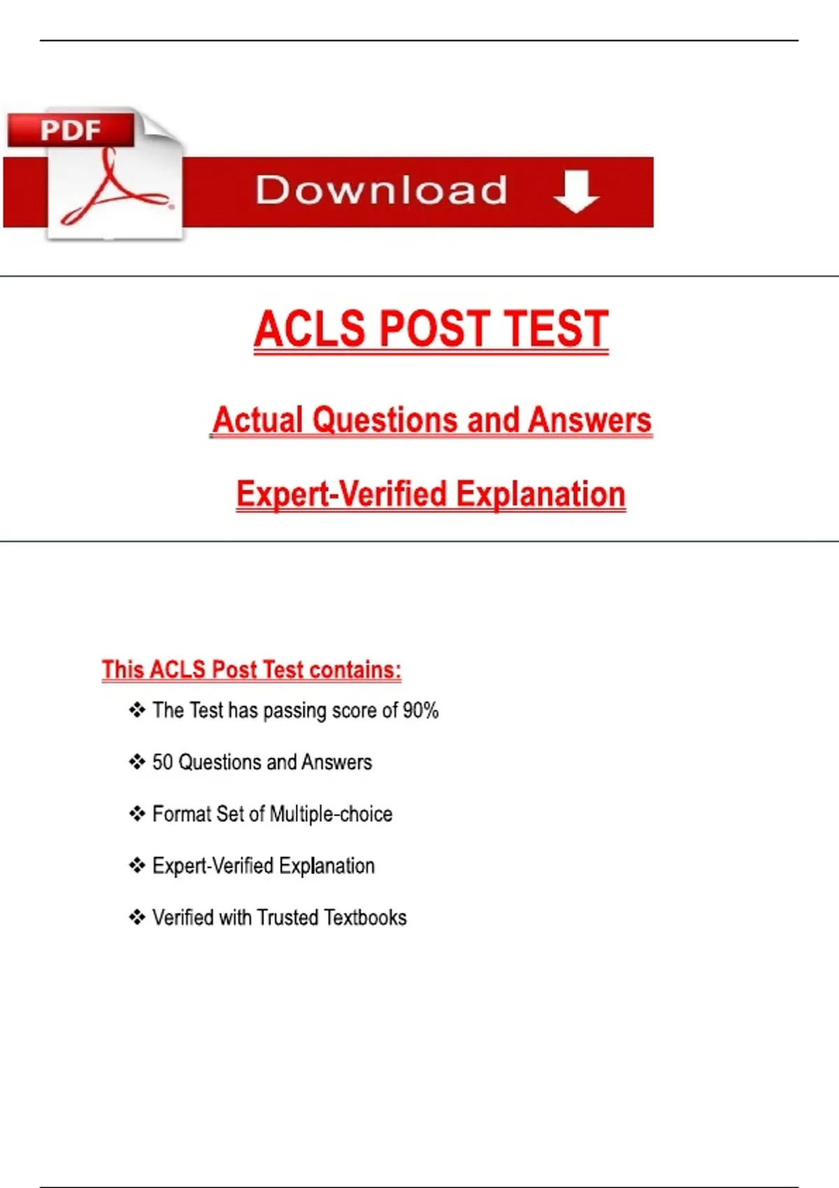 ACLS Post Test Study Guide 2025/2026 — Verified Practice Questions ...