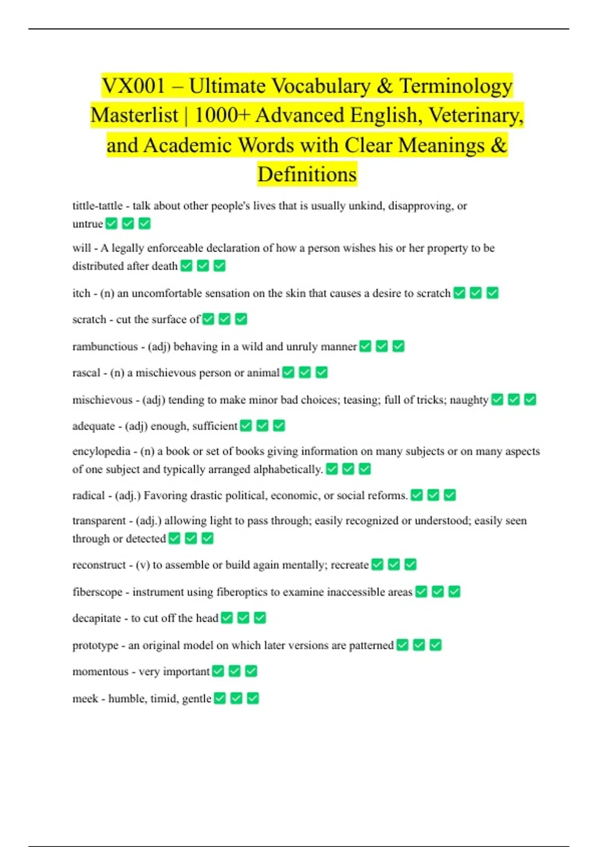 VX001 – Ultimate Vocabulary & Terminology Masterlist | 1000+ Advanced ...