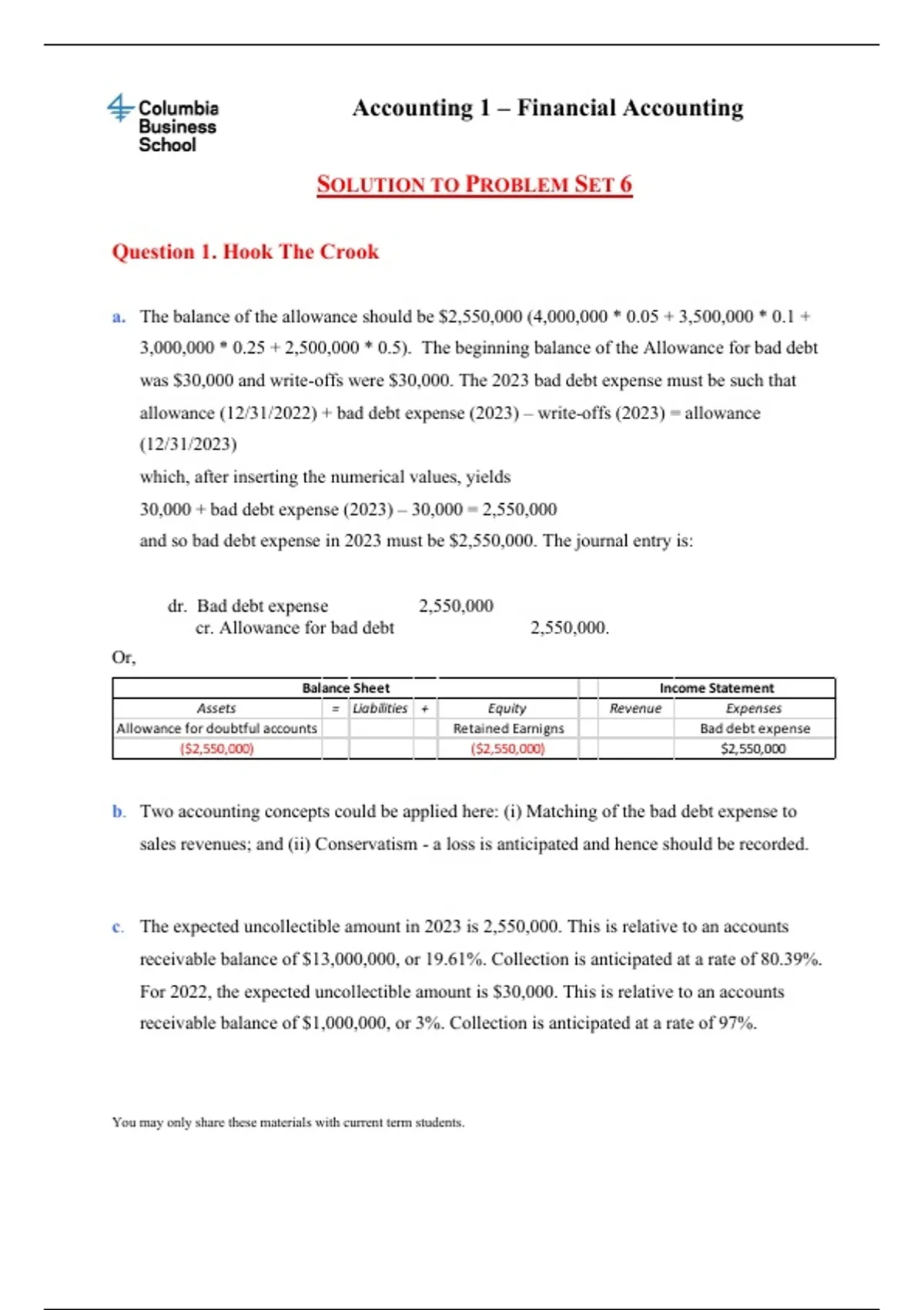 ACCT B6001: Accounting 1: Financial Accounting: Complete Solutions to ...