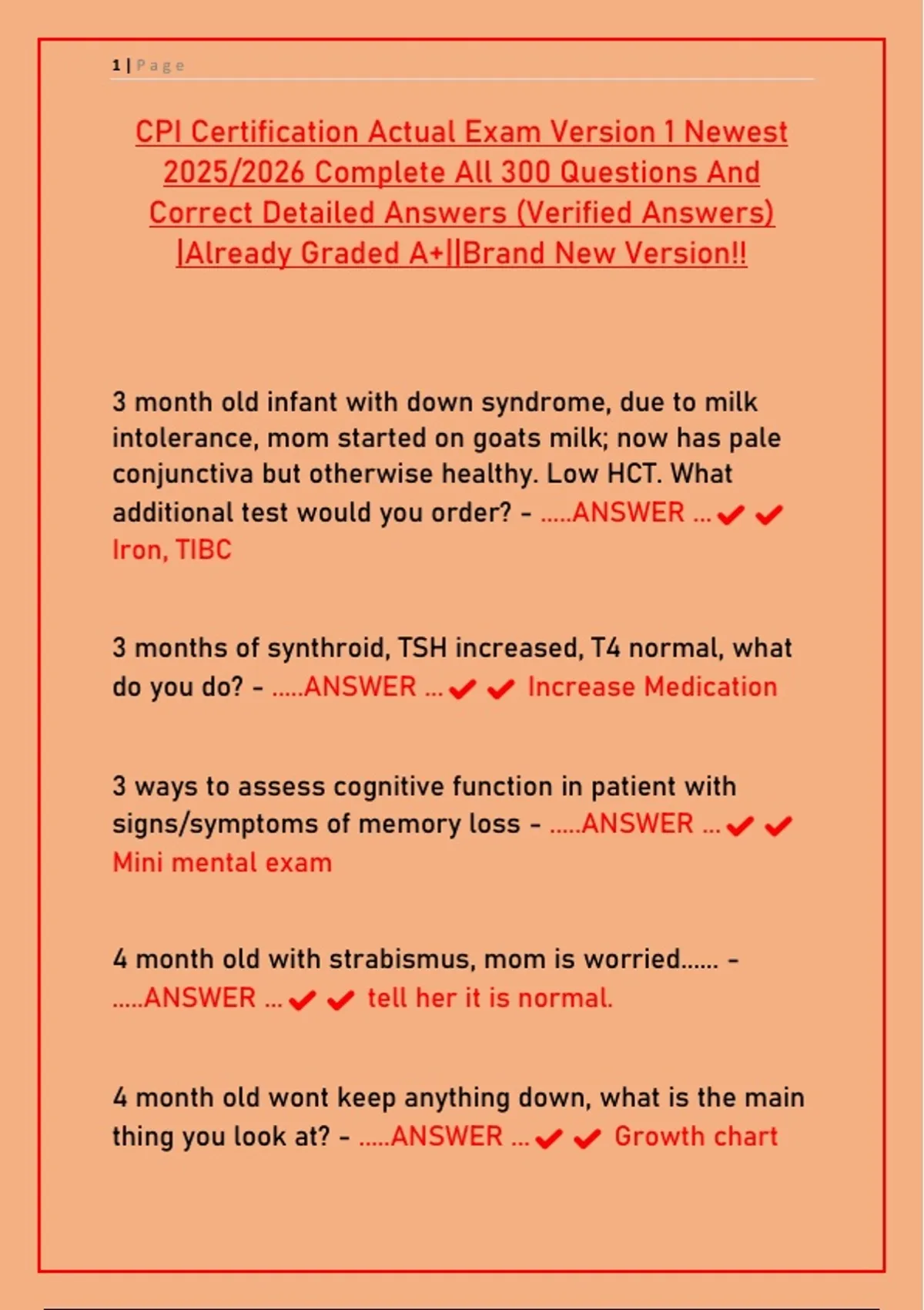 CPI Certification Exam 2025: Actual Questions & Answers (Version 1 ...