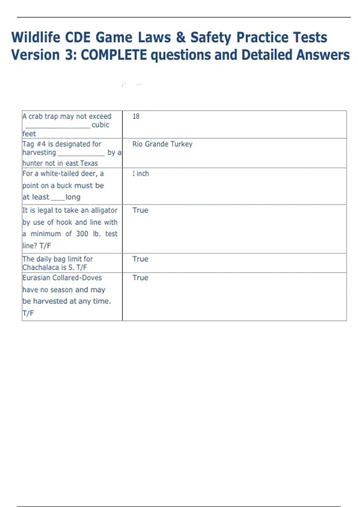 Wildlife CDE Game Laws & Safety Practice Tests Version 3: COMPLETE ...