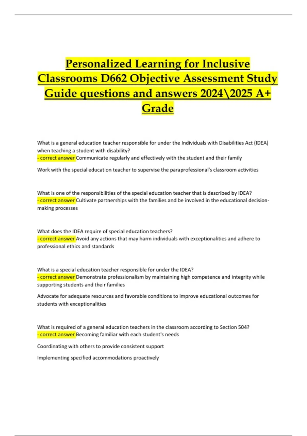 D662 – Personalized Learning for Inclusive Classrooms | Objective ...