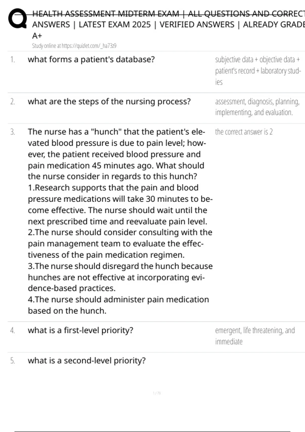 Health Assessment Exam 2025–2026 | Verified Questions & Correct Answers ...