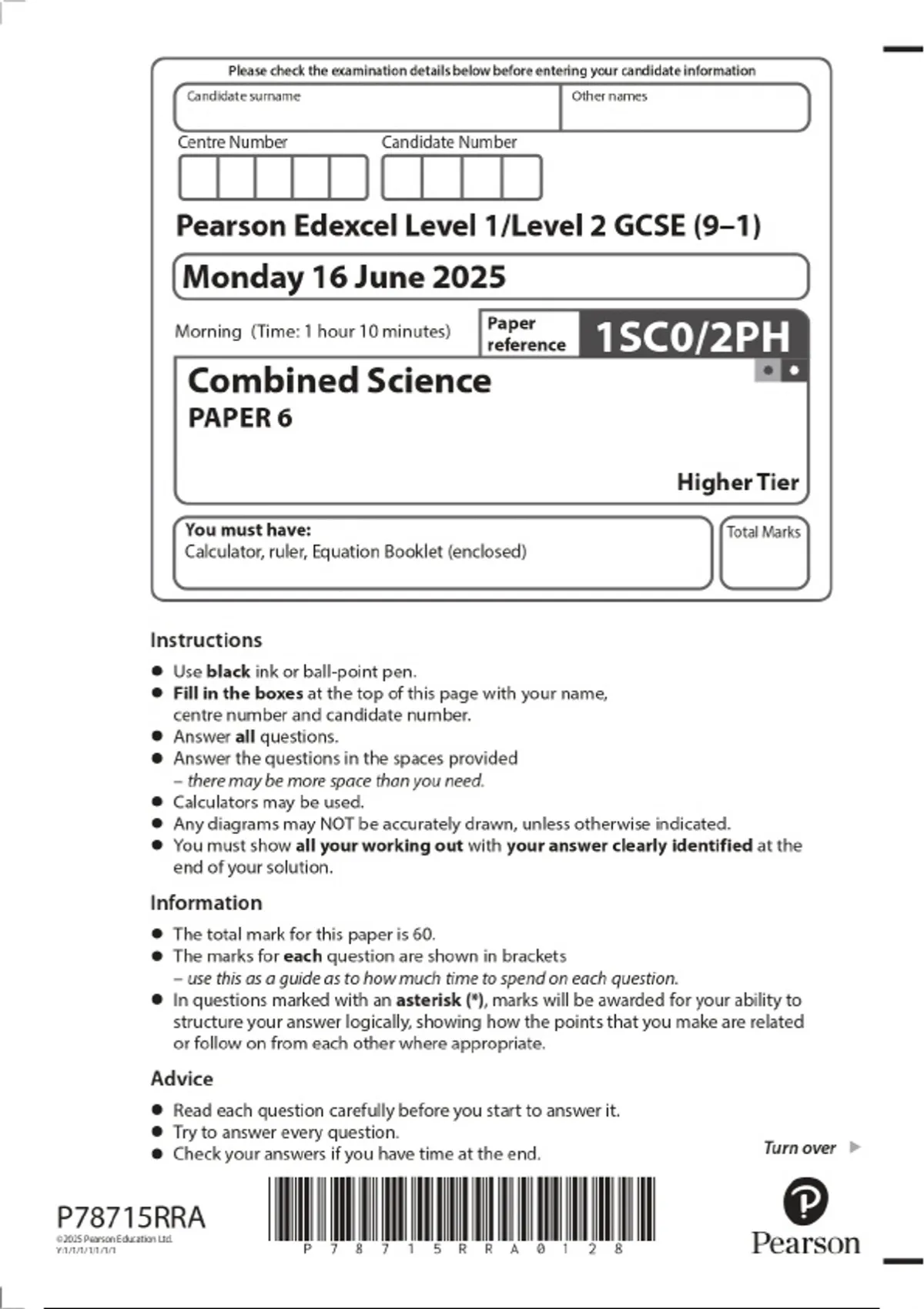 2025 Pearson Edexcel Level 1/Level 2 GCSE (9–1) Monday 16 June 2025 ...
