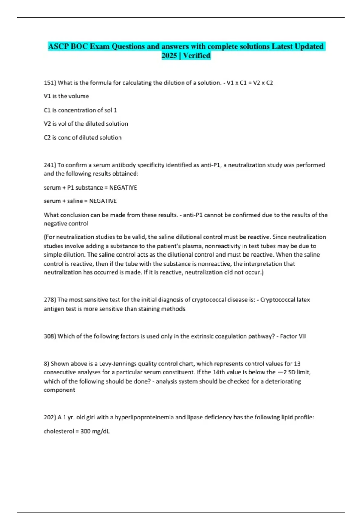 ASCP BOC Exam Questions and answers 2025. Exam Revision Questions With ...