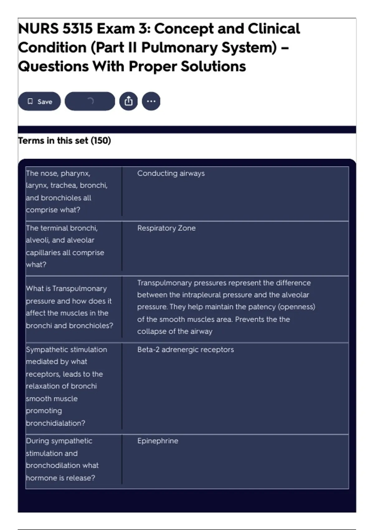 NURS 5315 Exam 3: Concept and Clinical Condition (Part II Pulmonary ...