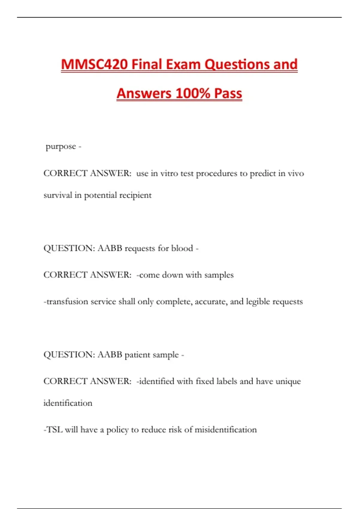 MMSC420 Final Exam Questions and Answers 100% PassMMSC420 Final Exam ...