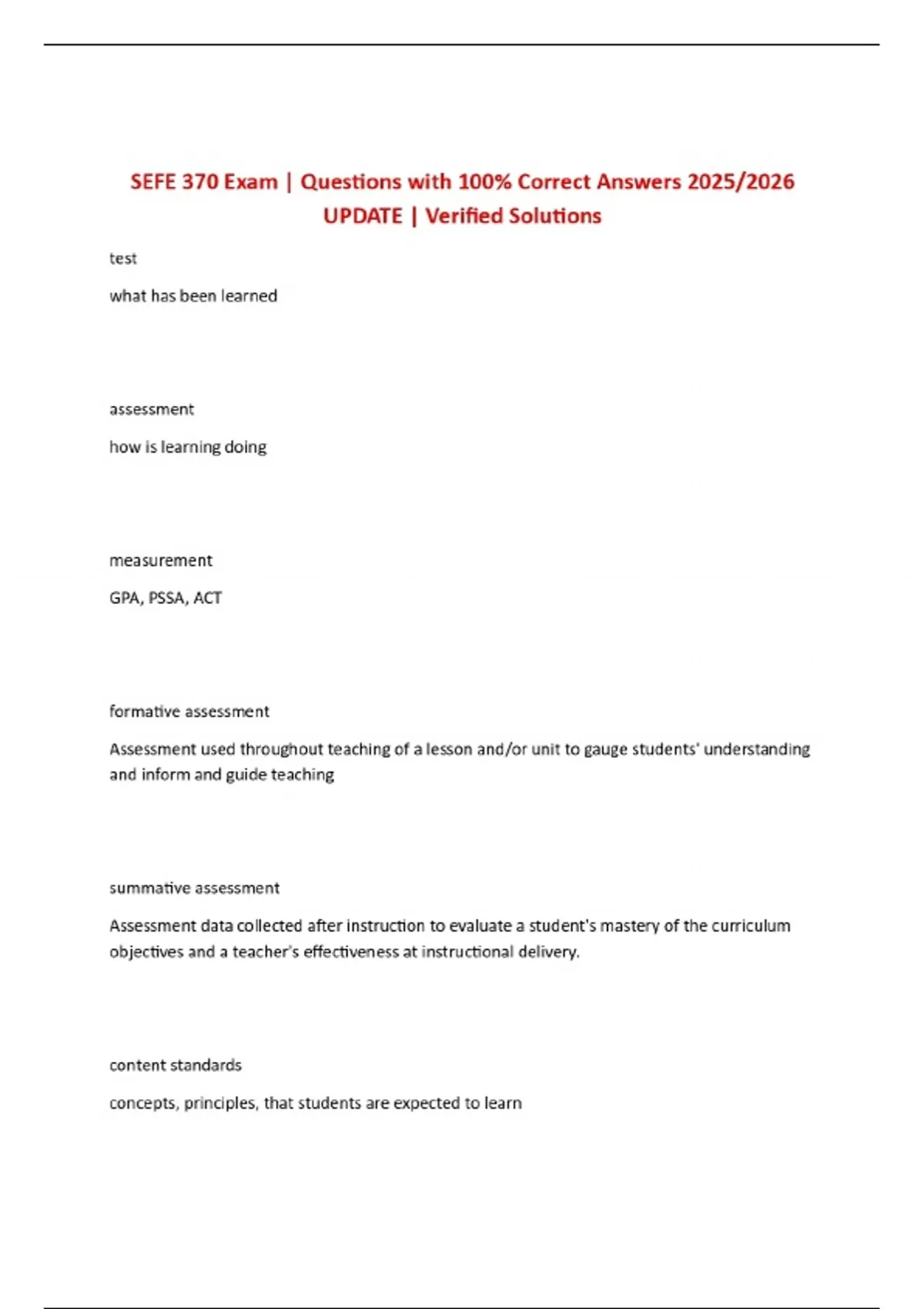 SEFE 370 Exam | Questions with 100% Correct Answers 2025/2026 UPDATE ...