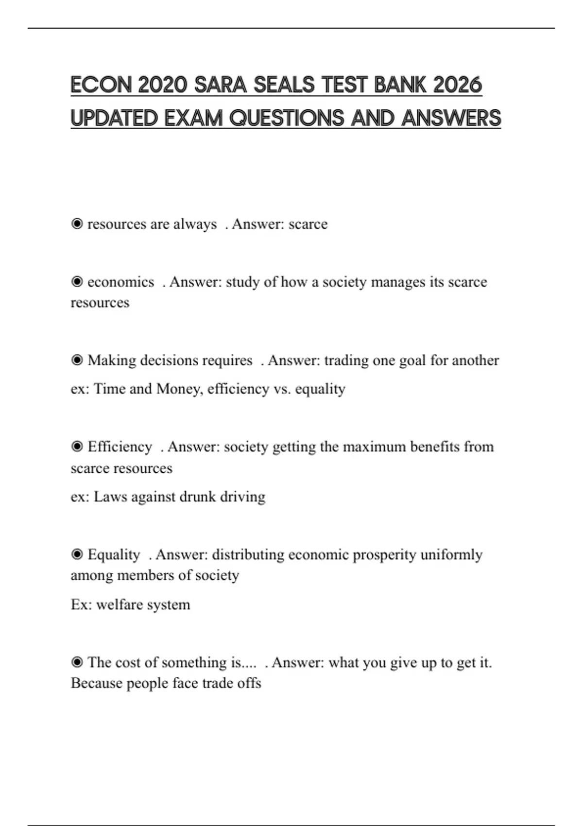 ECON 2020 SARA SEALS TEST BANK 2026 UPDATED EXAM QUESTIONS AND ANSWERS ...