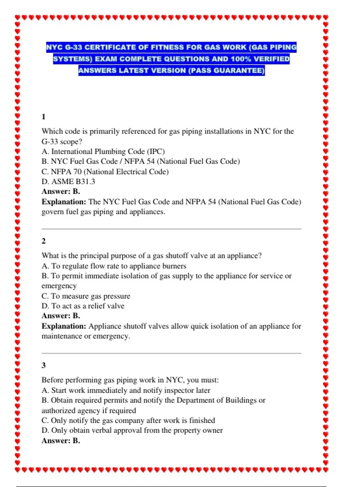 (NEW YORK CITY) NYC G-33 CERTIFICATE OF FITNESS FOR GAS WORK (GAS ...