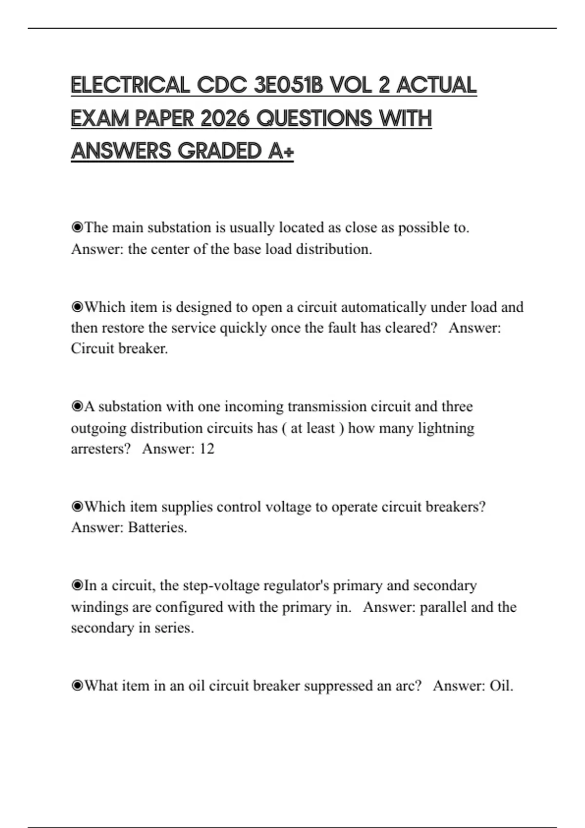 ELECTRICAL CDC 3E051B VOL 2 ACTUAL EXAM PAPER 2026 QUESTIONS WITH ...