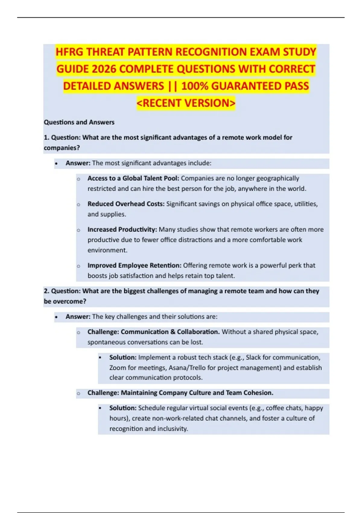 HFRG THREAT PATTERN RECOGNITION EXAM STUDY GUIDE 2026 COMPLETE ...