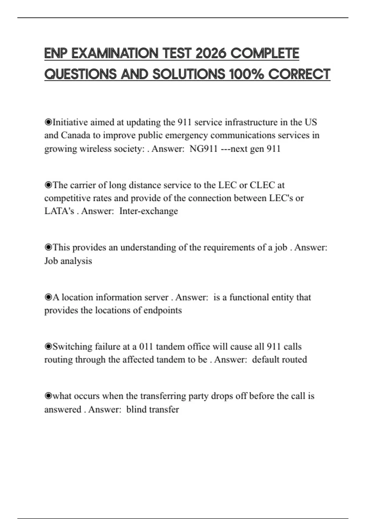 ENP EXAMINATION TEST 2026 COMPLETE QUESTIONS AND SOLUTIONS 100% CORRECT ...