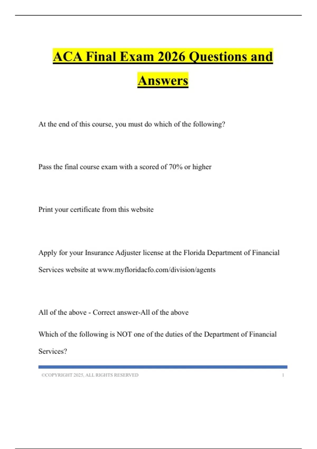 ACA Final Exam 2026 Questions and Answers - LETRS 5 - Stuvia US