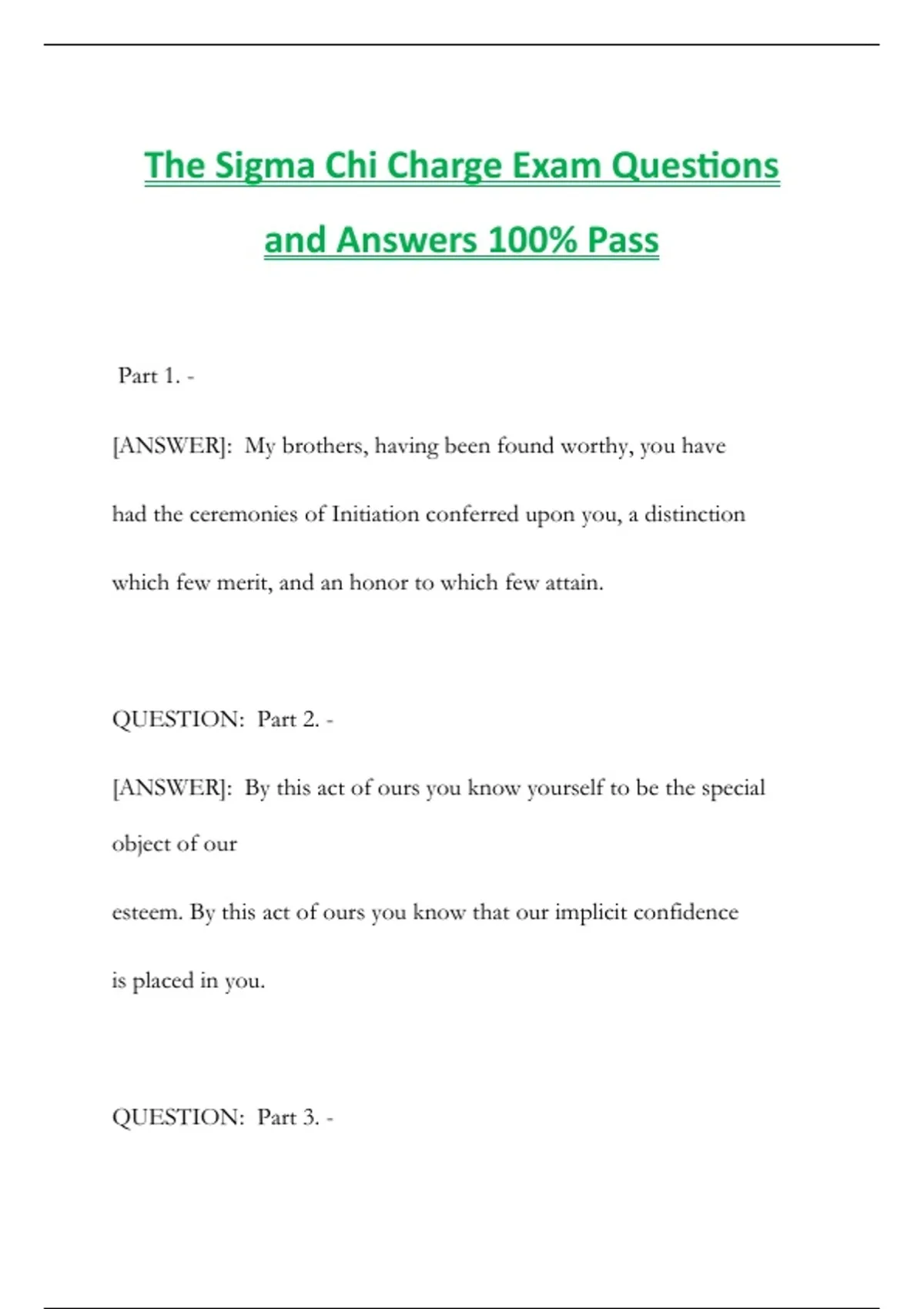 The Sigma Chi Charge Exam Questions and Answers 100% Pass - Delta Sigma ...