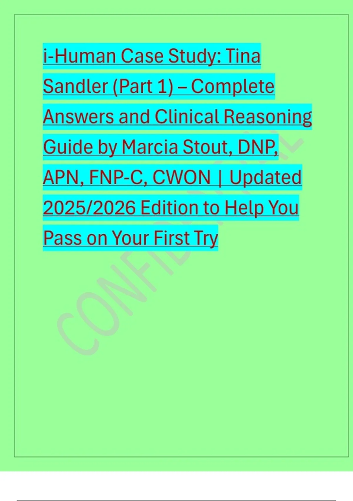 i-Human Case Study: Tina Sandler (Part 1) – Complete Answers and ...