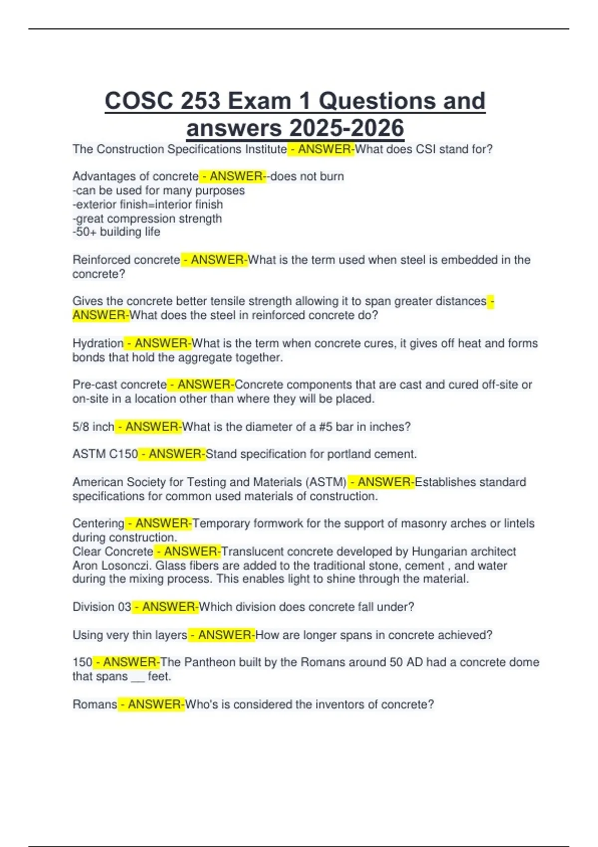 COSC 253 Exam 1 Questions and answers - Cosc - Stuvia US
