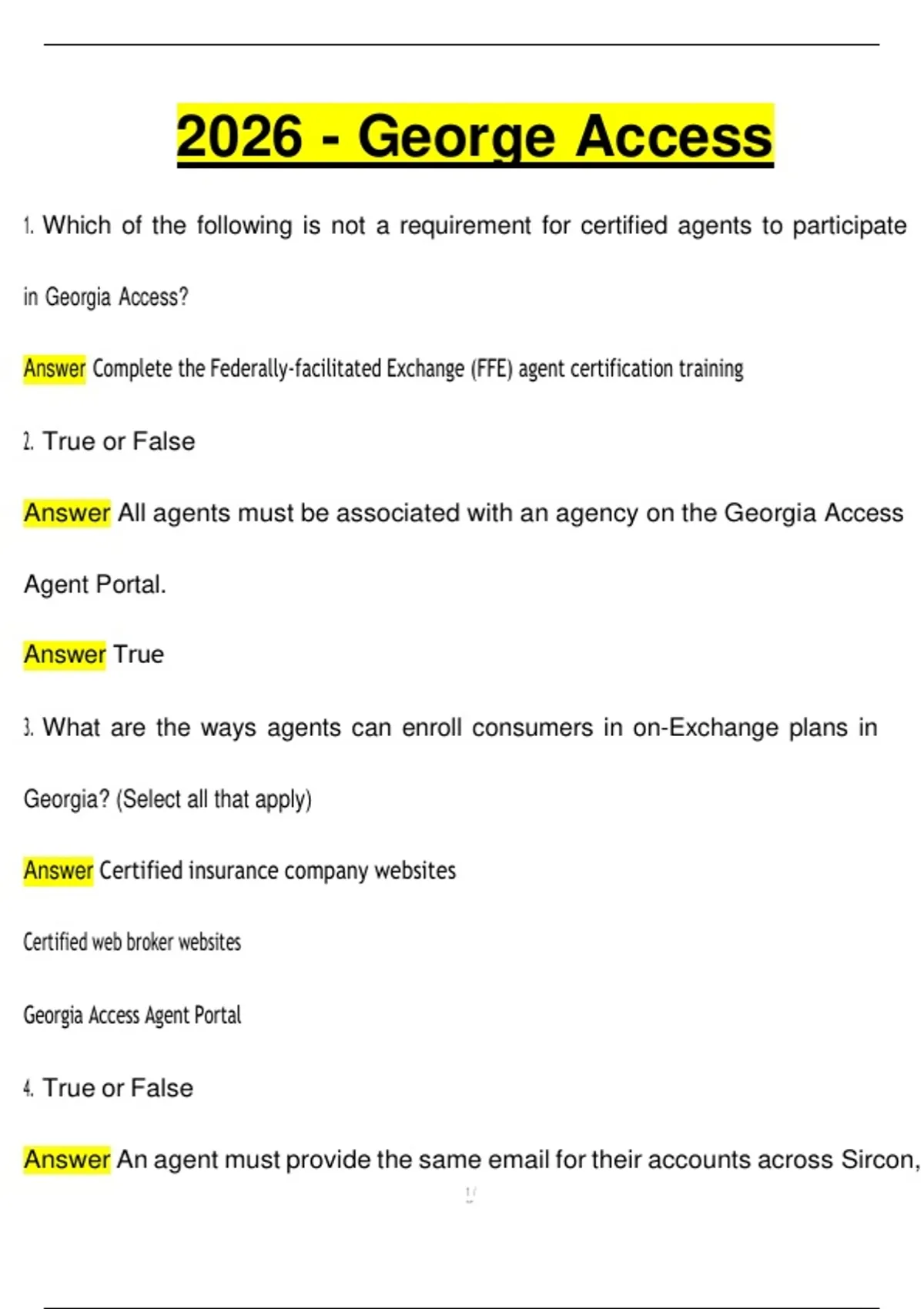 2026 - George Access| Actual Exam Questions and Answers| 100% Pass ...