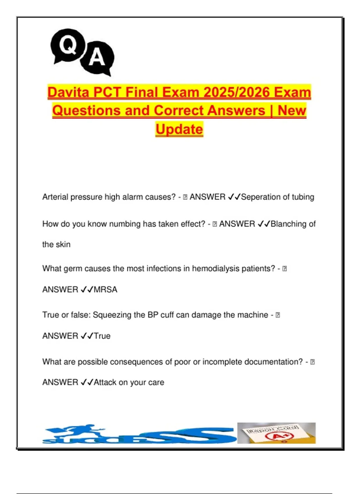 Davita PCT Final Exam – 150+ Verified Questions with Answers | Patient ...