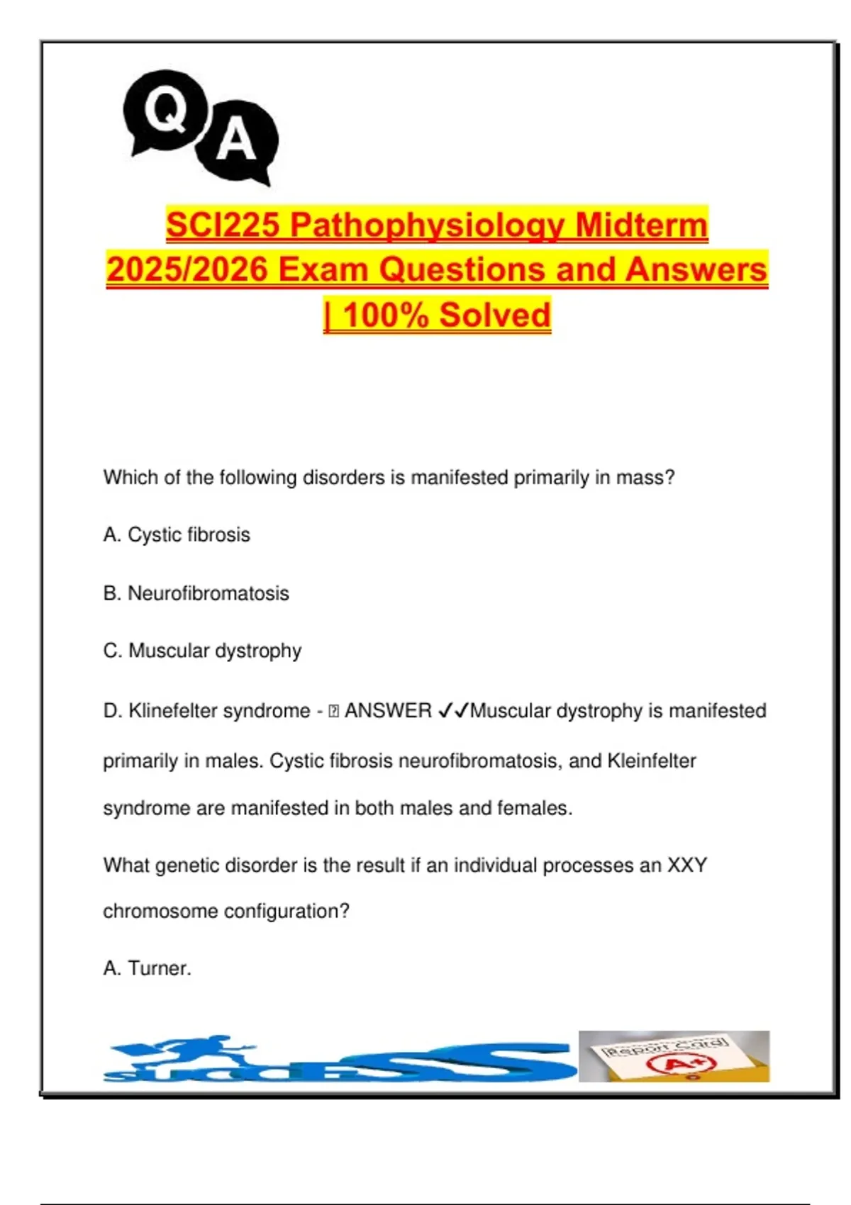 Pathophysiology Midterm (60+ Questions) – SCI 225 | Genetics, Immunity ...