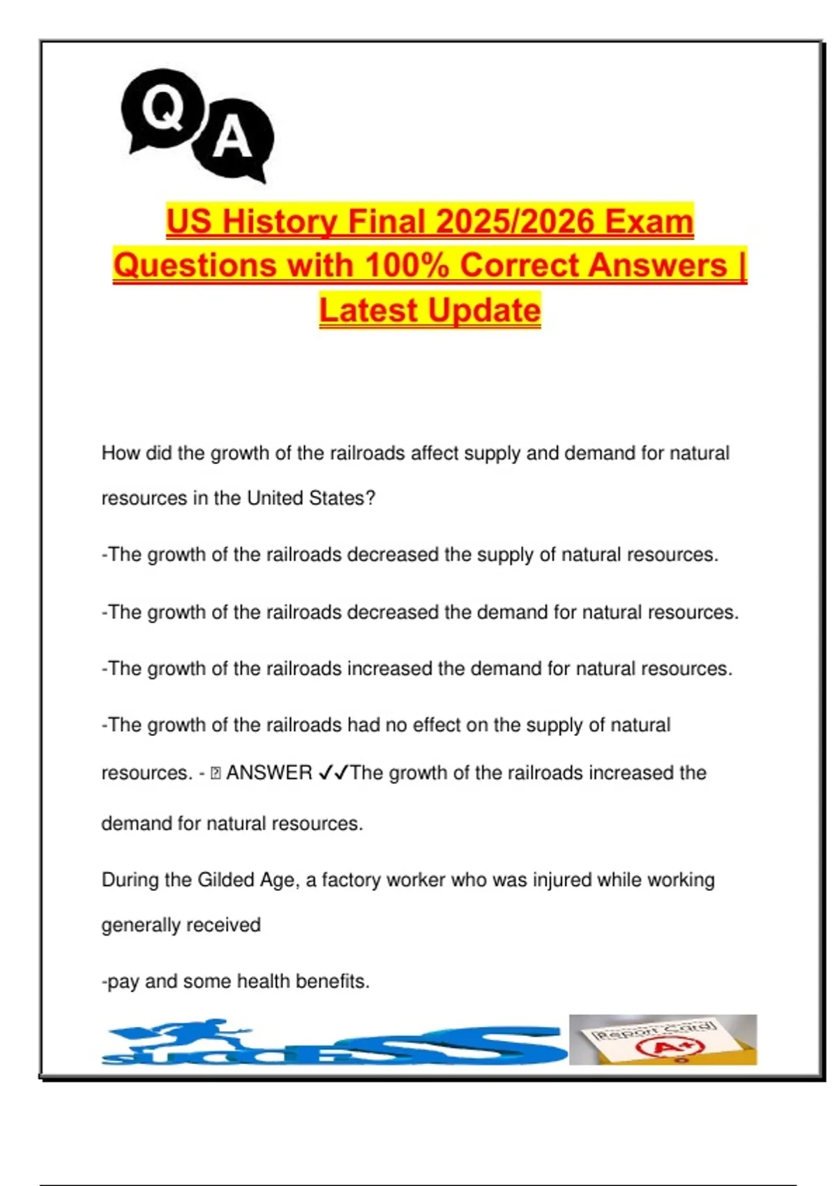 U.S. History Final Exam (90+ Questions) – Gilded Age, Civil Rights ...