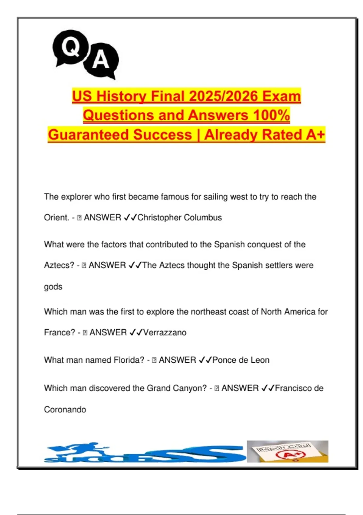 U.S. History Final Exam (100+ Questions) – Exploration, Revolution ...