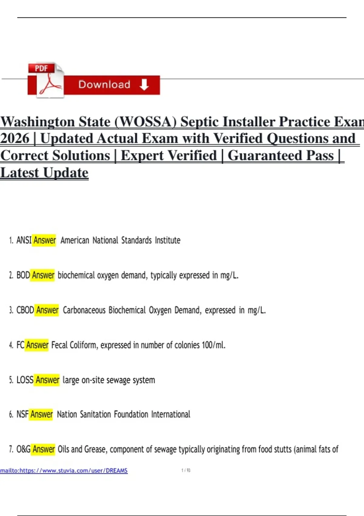 Washington State (WOSSA) Septic Installer Practice Exam 2026 | Updated ...