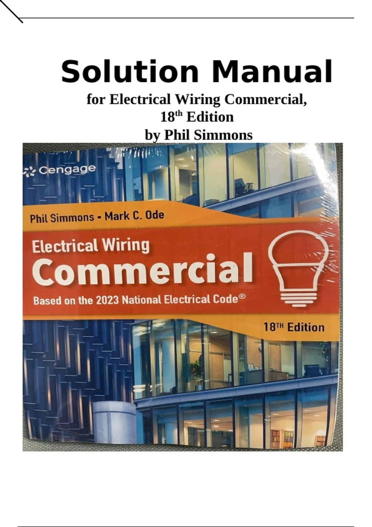 Electrical Wiring Commercial 18th Edition Solution Manual - Complete ...