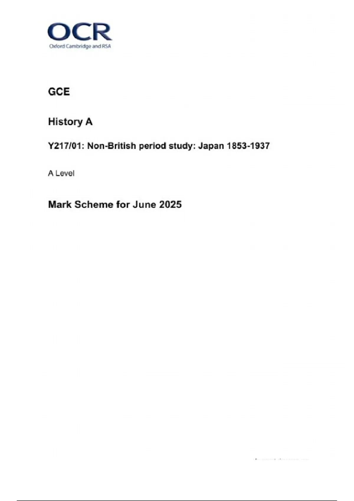 OCR History A Y217 01 Non British period study Japan A Level for ...
