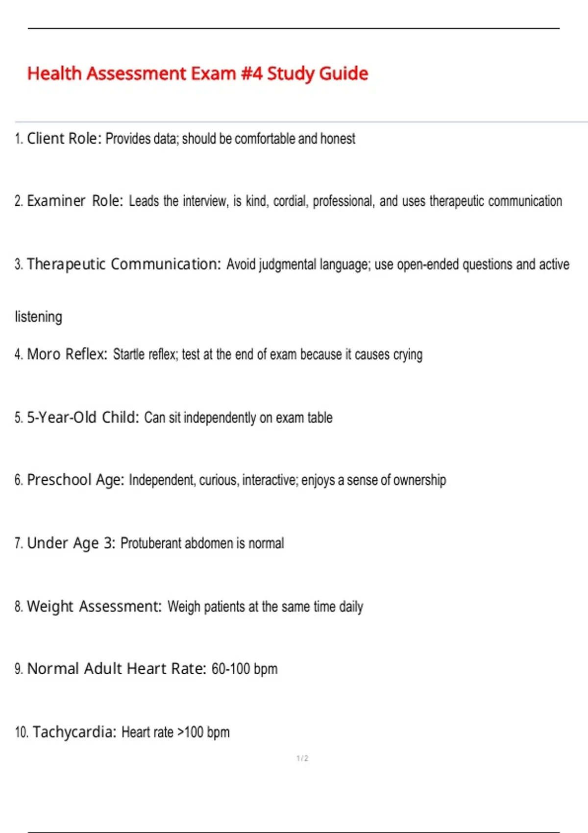 Health Assessment Exam #4 Study Guide Questions and Answers (100 %Score ...