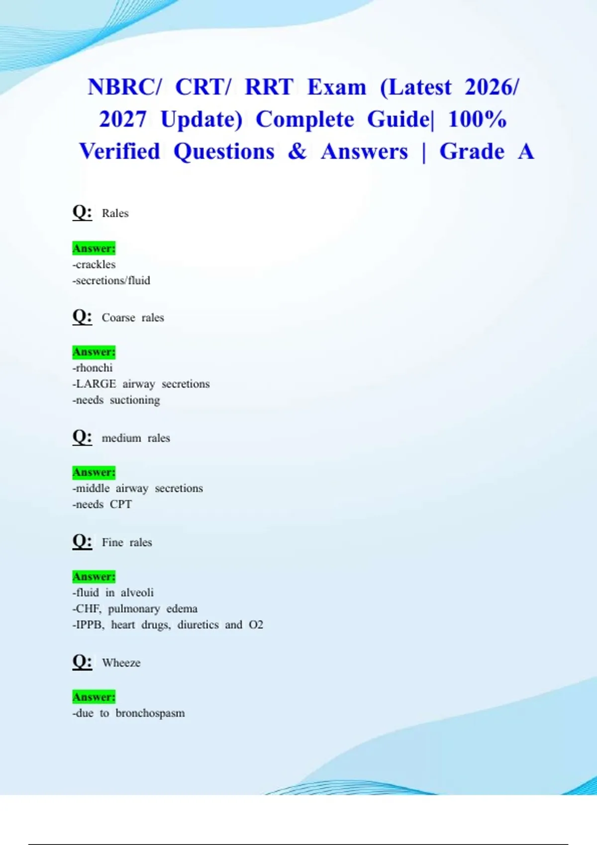 NBRC/ CRT/ RRT Exam (Latest 2026/ 2027 Update) Complete Guide| 100% ...