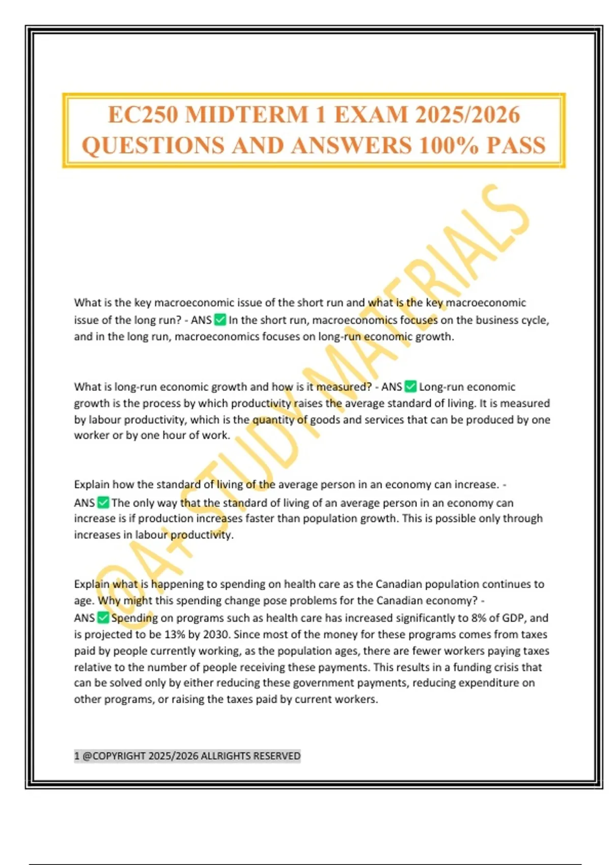 EC250 MIDTERM 1 EXAM 2025/2026 QUESTIONS AND ANSWERS 100% PASS - EC250 ...