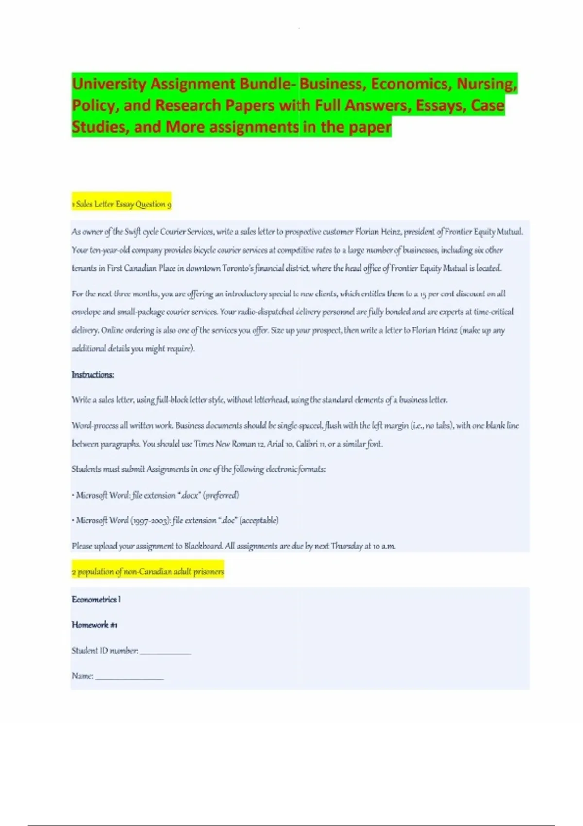 University Assignment Bundle- Business, Economics, Nursing, Policy, and ...