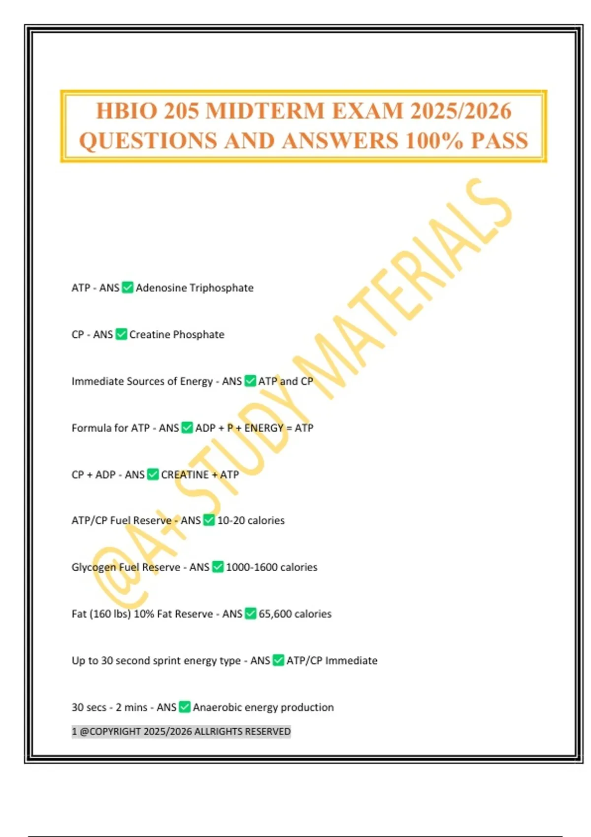 HBIO 205 MIDTERM EXAM 2025/2026 QUESTIONS AND ANSWERS 100% PASS - HBIO ...