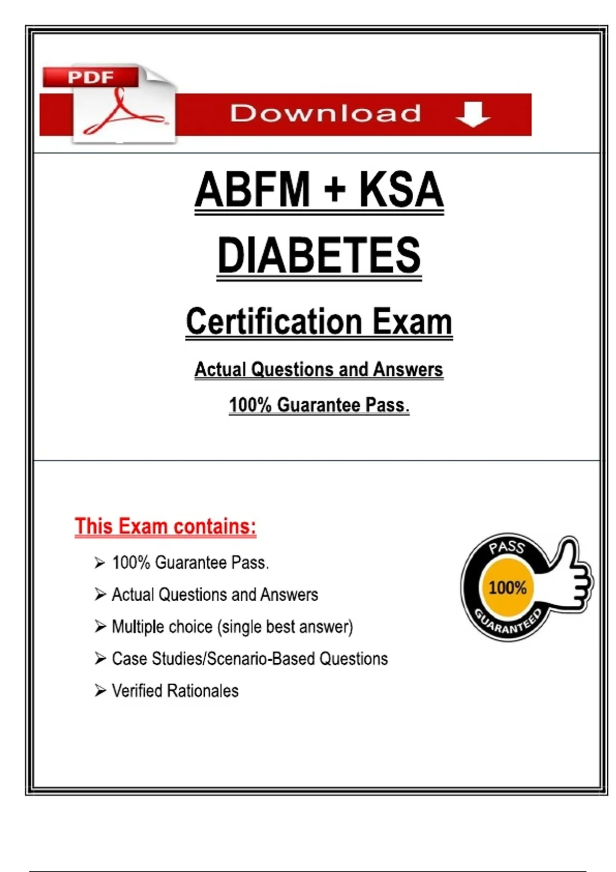 ABFM + KSA Diabetes Exam (2025/2026) – Actual Questions & Answers – 100 ...