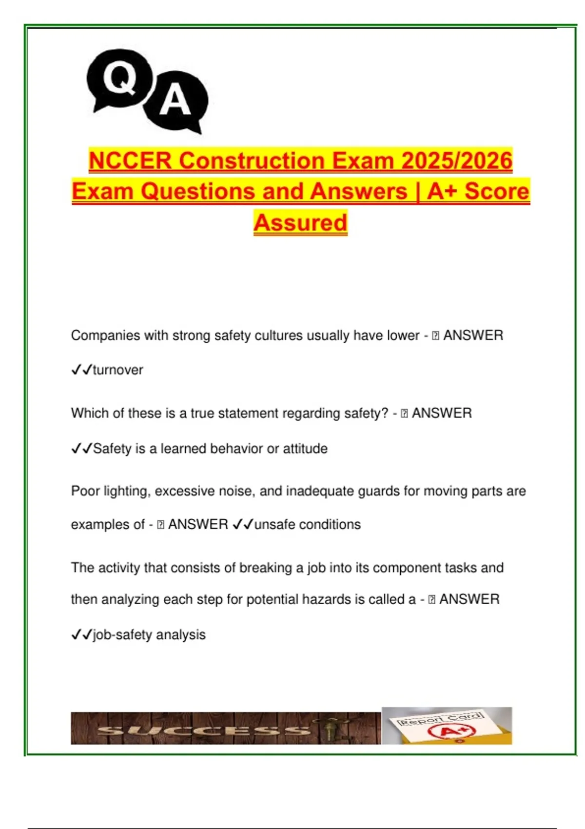 NCCER Construction Exam Questions (100+) – 2025/2026 | Safety, PPE ...