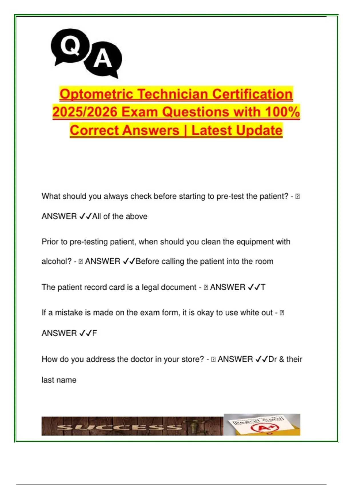 Optometric Technician Exam Questions (100+) – 2025/2026 | Pre-Testing ...