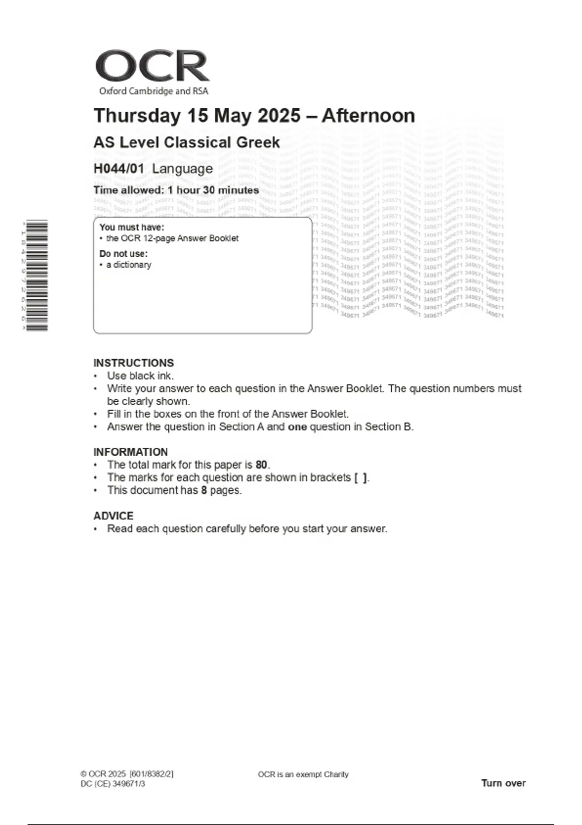 BUNDLE-::2025 OCR AS Level/A Level Classical Greek Exams| COMBINED ...