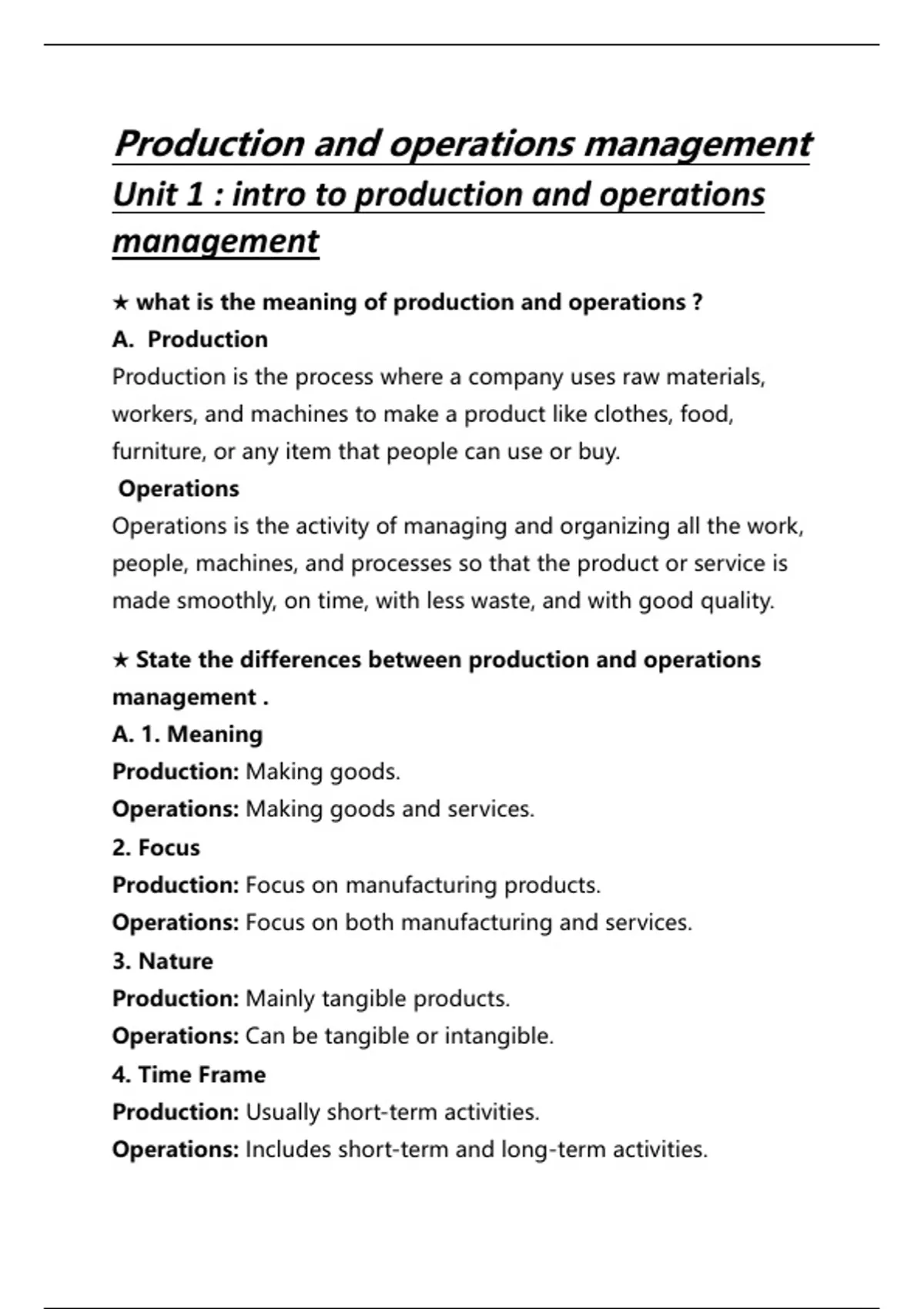 Production management notes all chapters included - BBA - Stuvia US