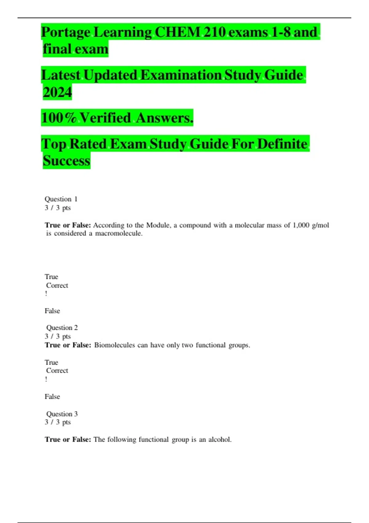 CHEM 210 Biochemistry Module 1 to 8 Exams' & Final Exam (2025 / 2026 ...
