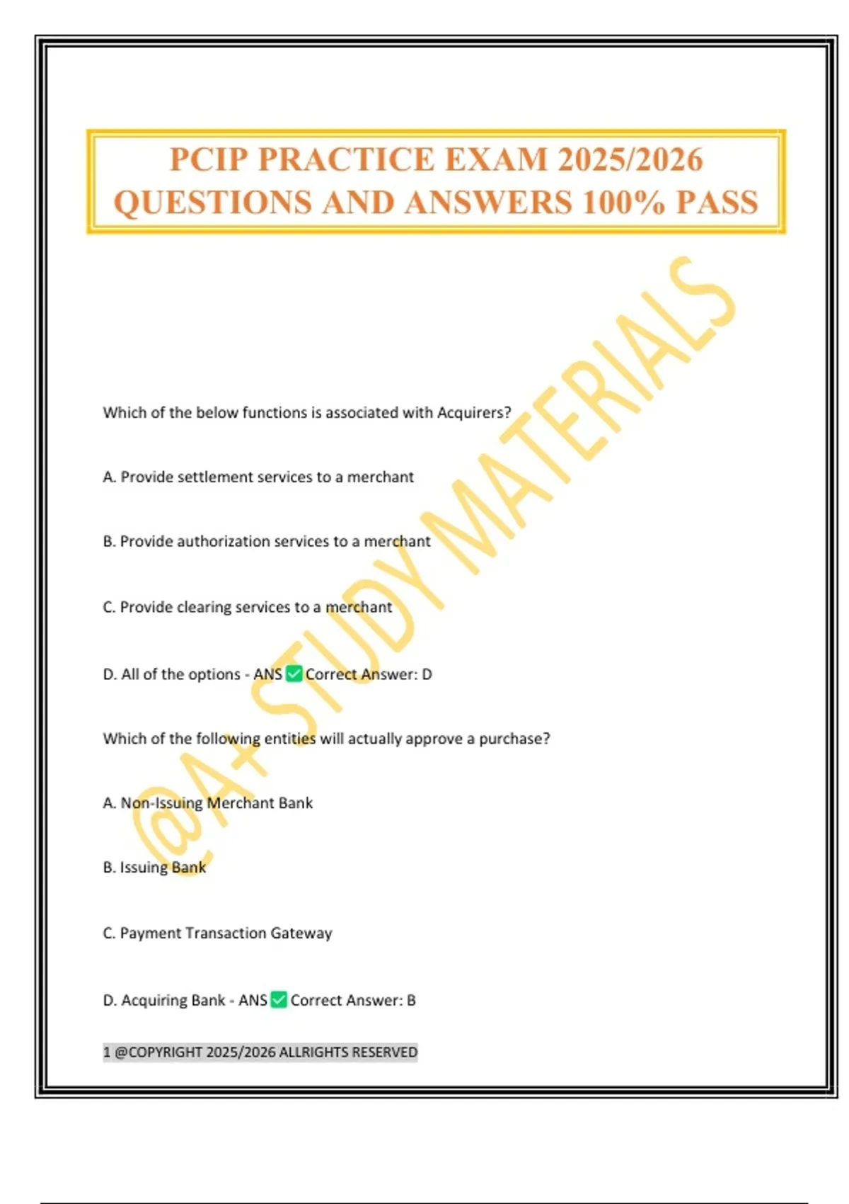 PCIP PRACTICE EXAM 2025/2026 QUESTIONS AND ANSWERS 100% PASS - PCIP ...